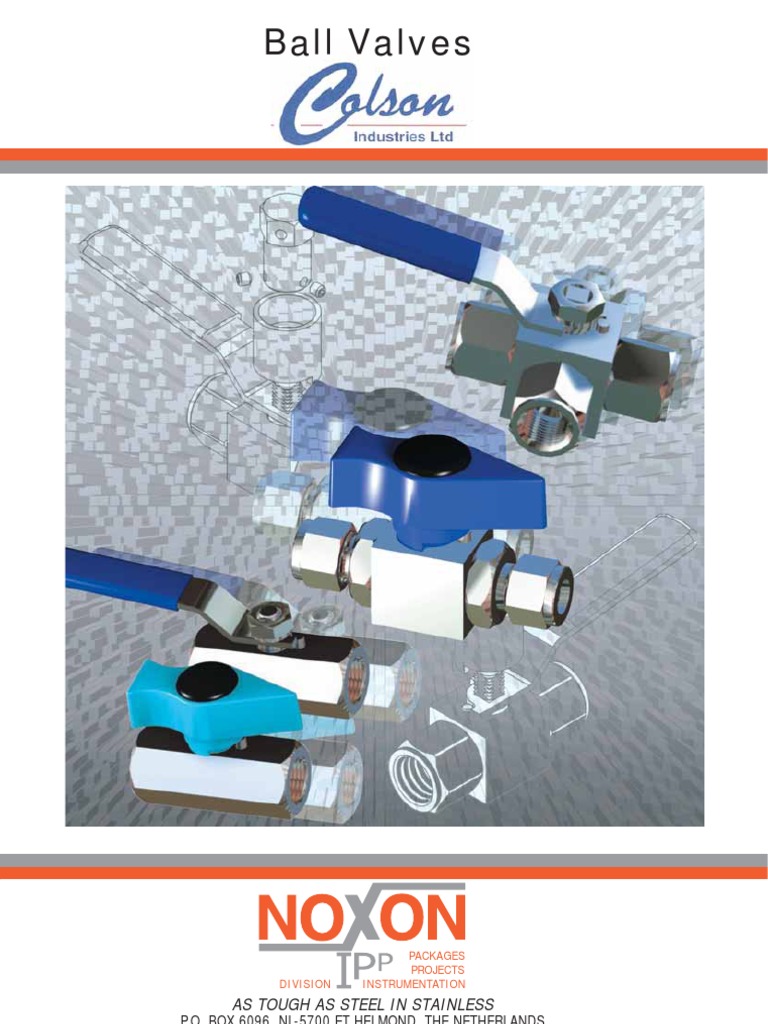 Noxon Colson Ball Valves | PDF | Valve | Pipe (Fluid Conveyance)
