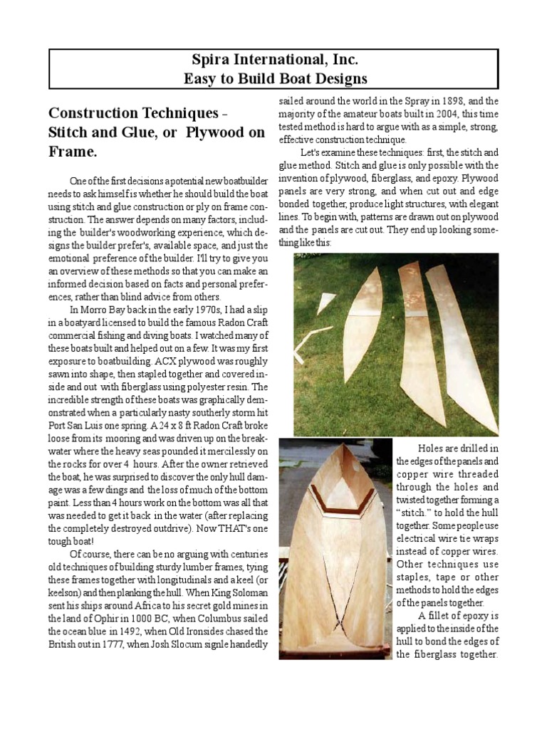 Construction Techniques, Stitch and Glue or Plywood On Frame - Spira ...