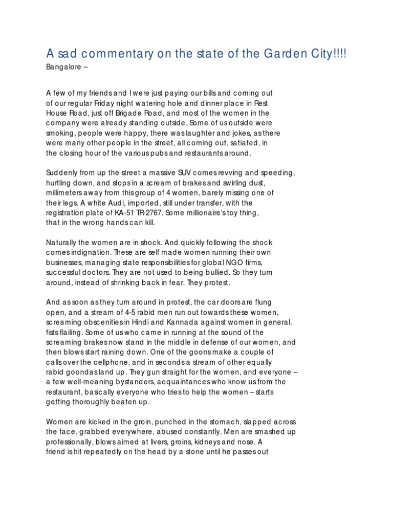 A Sad Commentary On The State of The Garden City | PDF | Violence