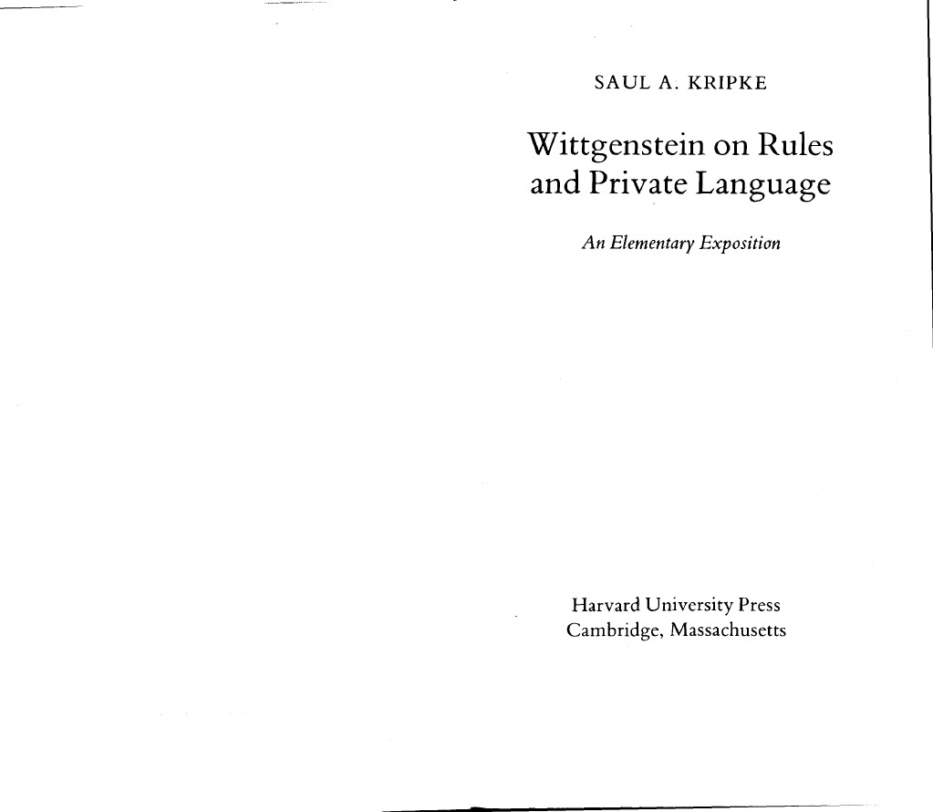 Kripke, Saul (1982) Wittgenstein On Rules and Private Language PDF | PDF