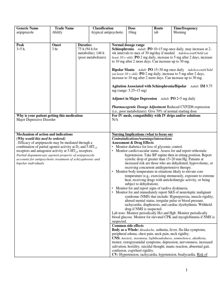 Aripiprazole Abilify | PDF | Clinical Medicine | Pharmacology