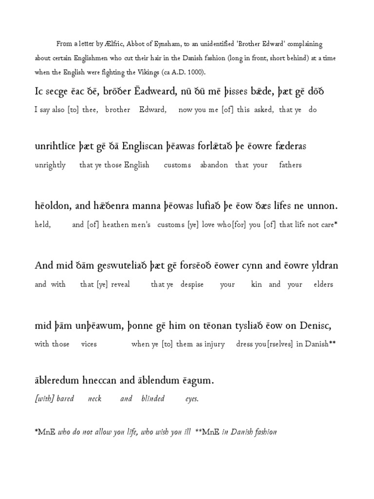 Ælfric's Letter on Danish Customs | PDF | Travel | History