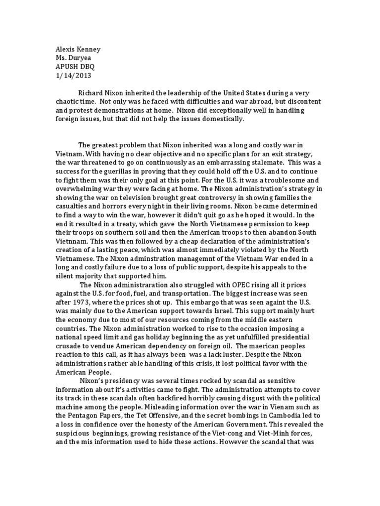 DBQ Nixon | PDF | Richard Nixon | Vietnam War