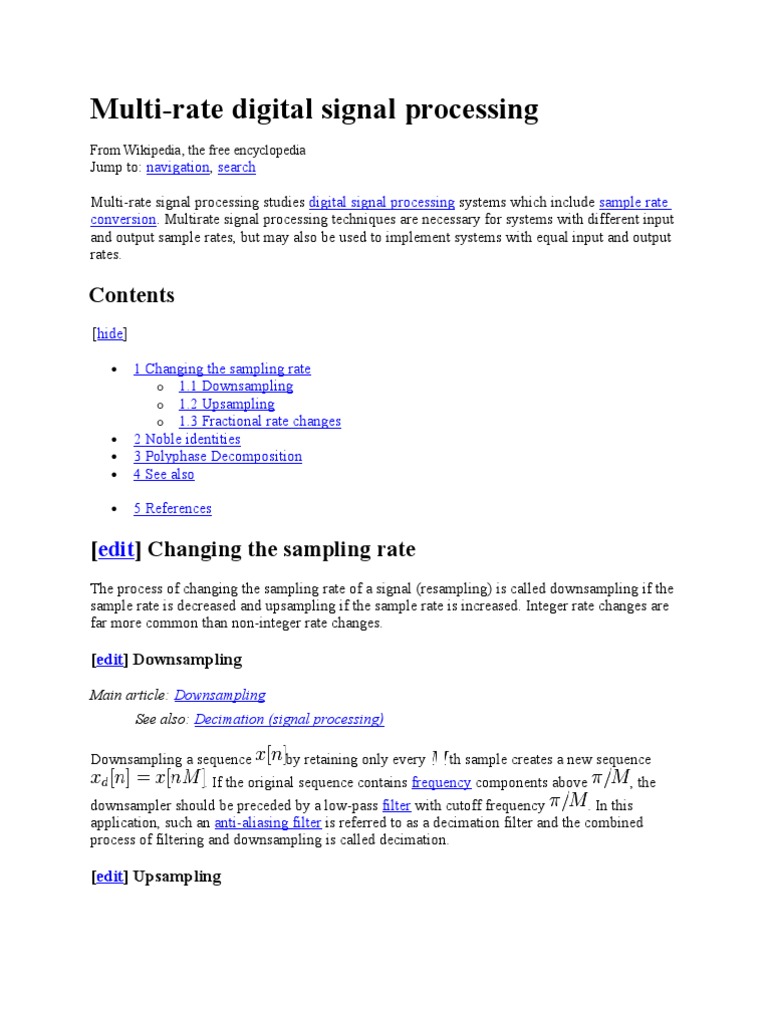 Noble Identities - Multirate Signal Processing | PDF | Sampling (Signal Processing) | Signal ...