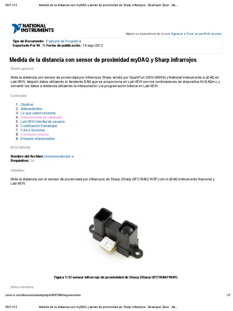 Medida de La Distancia Con MyDAQ y Sensor de Proximidad de Sharp ...