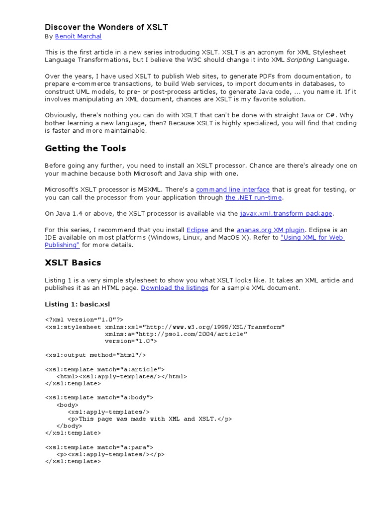 Discover The Wonders of XSLT | PDF | Xslt | X Path