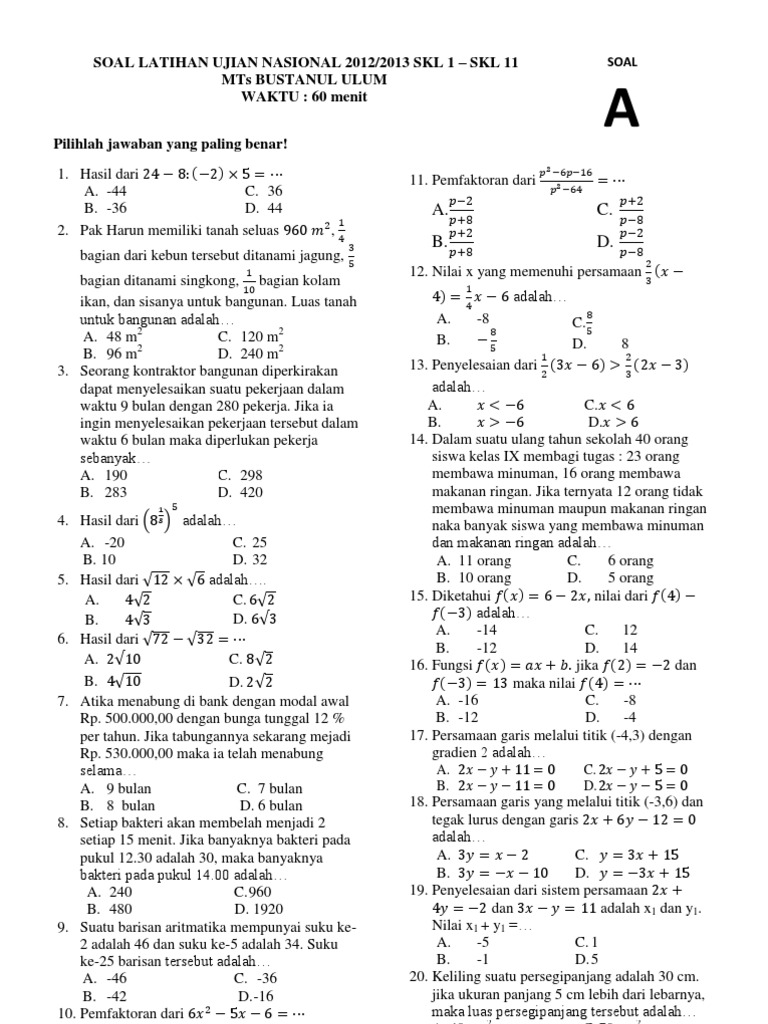 Soal Un SKL 1-11 A | PDF