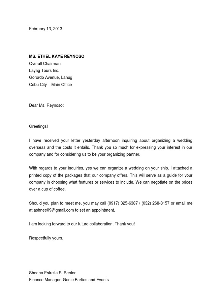 Inquiry Response | PDF