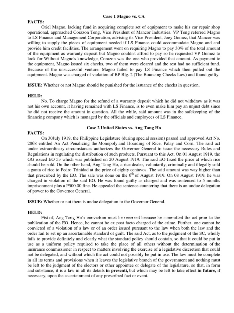 Case 1 Magno vs. CA Facts | PDF | Intention (Criminal Law) | Crime ...