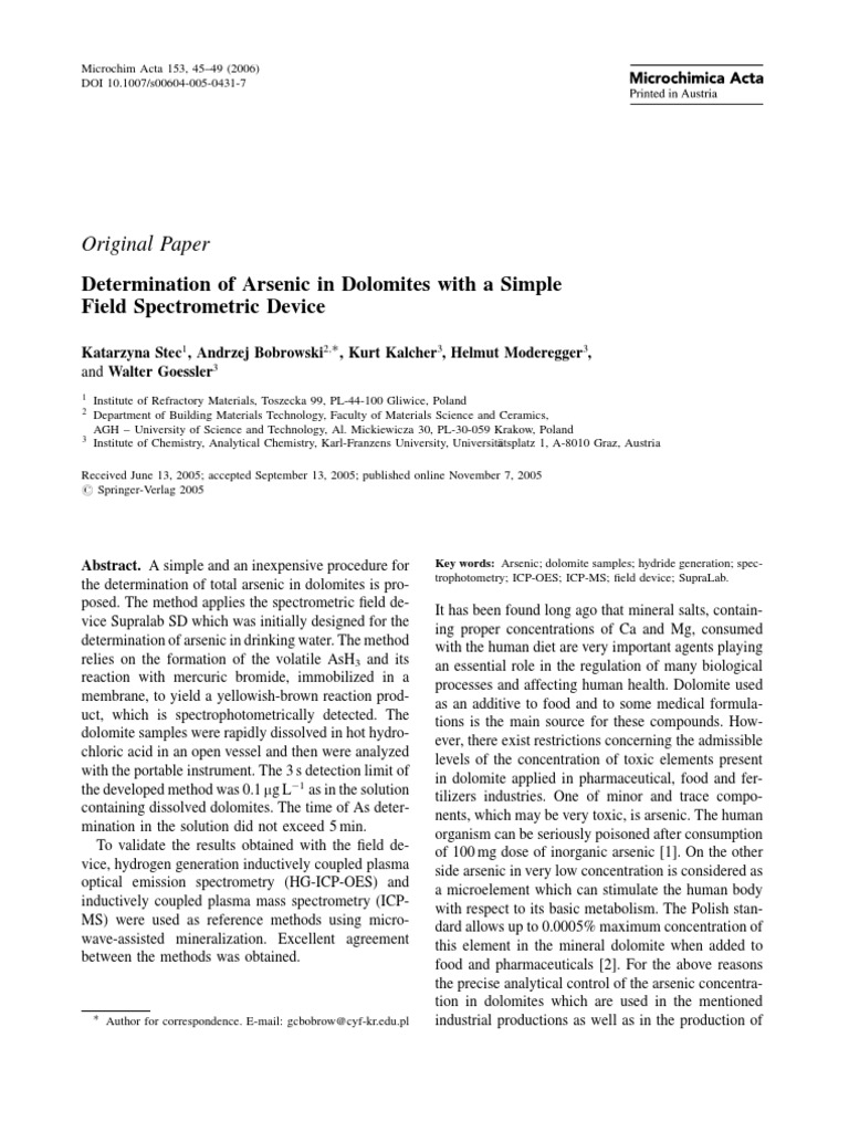 Arsenic Determination | Download Free PDF | Arsenic | Spectrophotometry
