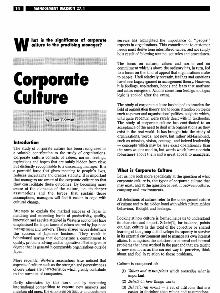 Corporate Culture | PDF | Organizational Culture | Strategic Management
