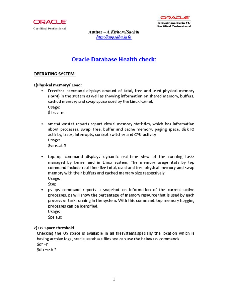 Oracle Database Health Check Summary | PDF