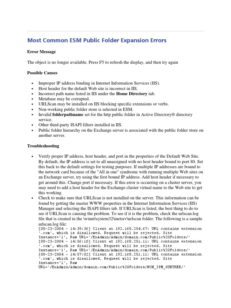 Most Common ESM Public Folder Expansion Errors | PDF | Internet ...