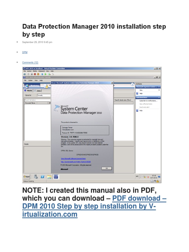 Data Protection Manager 2010 Installation Step by Step | PDF | Hyper V ...