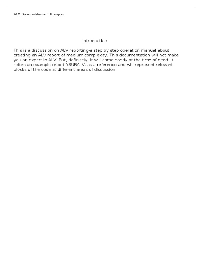 Alv Docu | PDF | Parameter (Computer Programming) | Subroutine