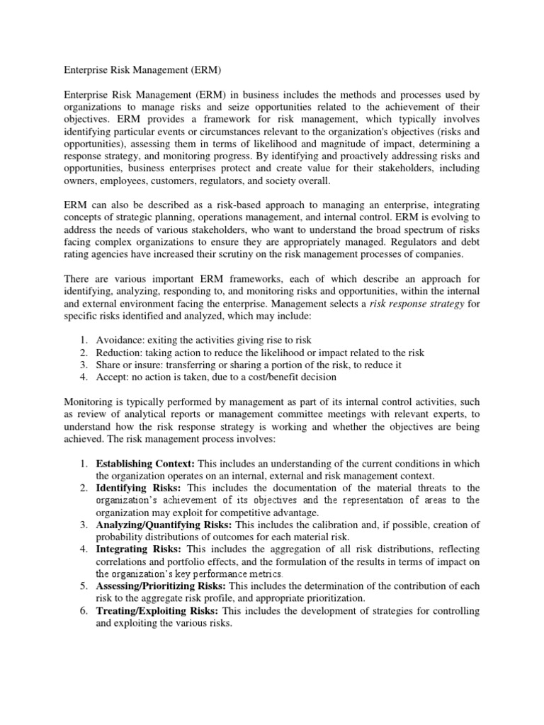 Enterprise Risk Management (ERM) | PDF | Enterprise Risk Management ...