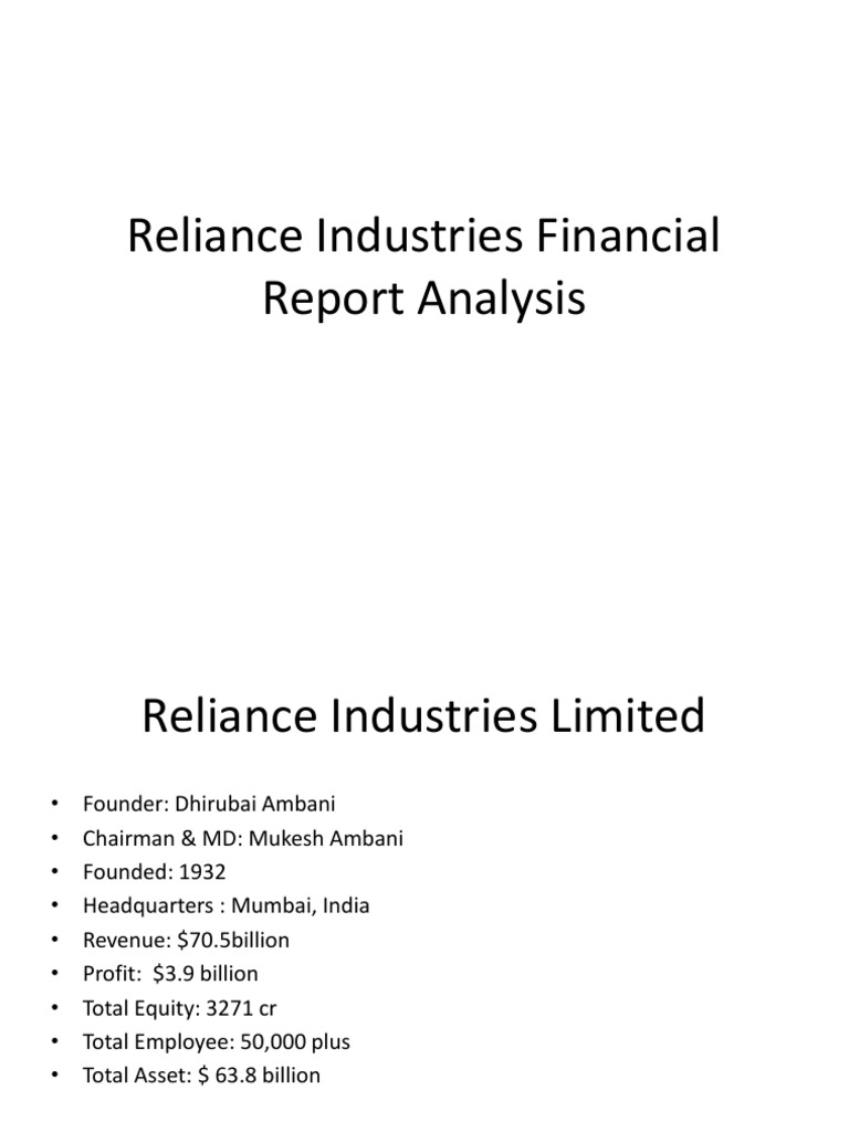 Reliance Industries Financial Report Analysis | PDF