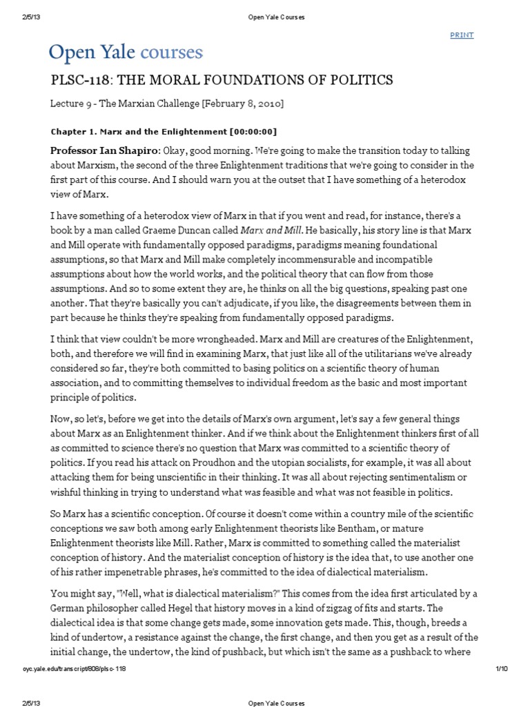 Open Yale Courses | PDF | Classical Economics | Prices