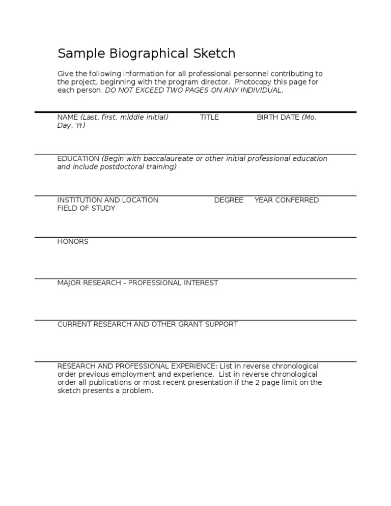 Sample Biographical Sketch | PDF