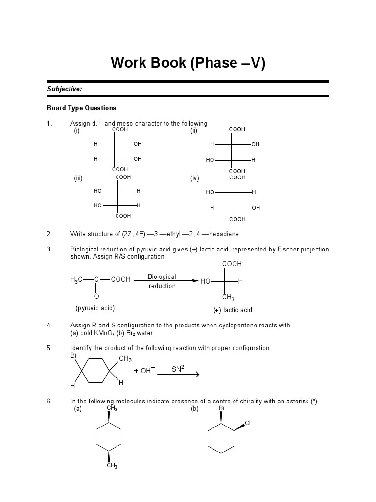 Organic Chemistry Workbook Exercises | PDF | Aldehyde | Alcohol