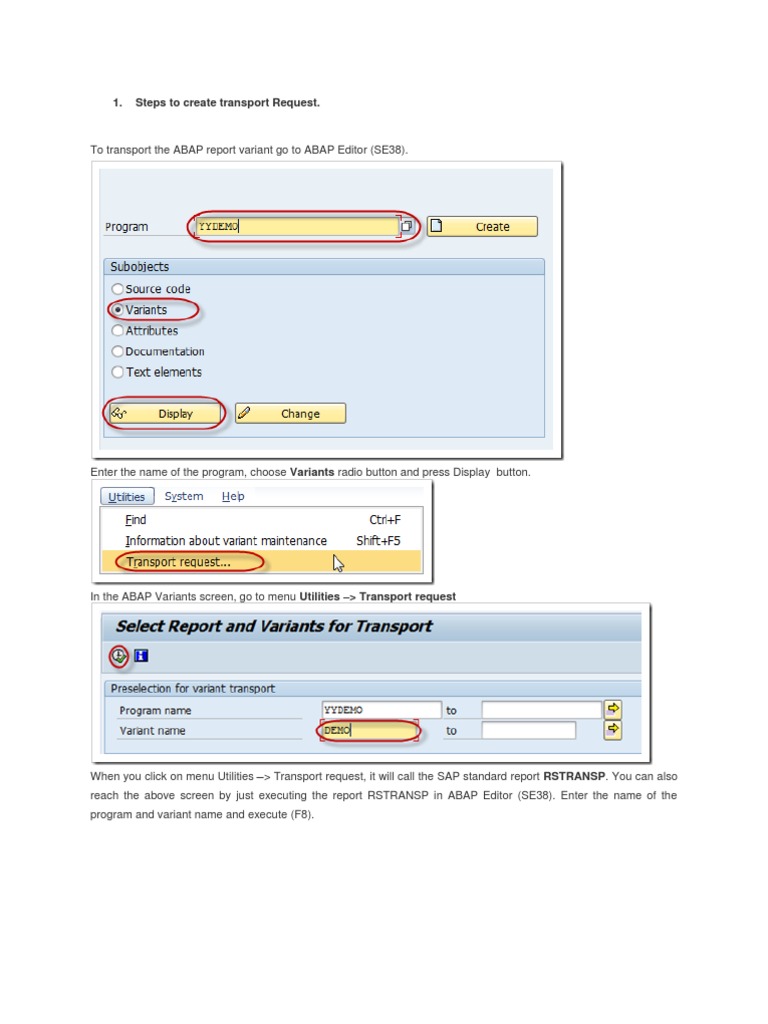 Steps To Create Transport Request | PDF