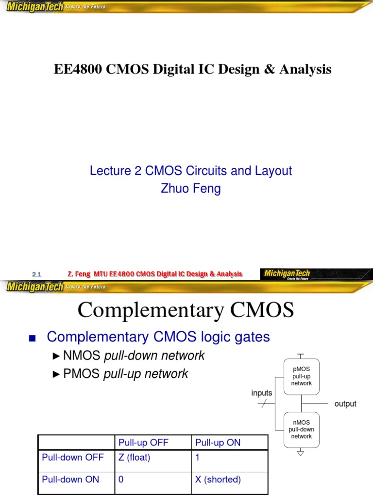 EE4800 CMOS Digital IC Design & Analysis: Lecture 2 CMOS Circuits and ...
