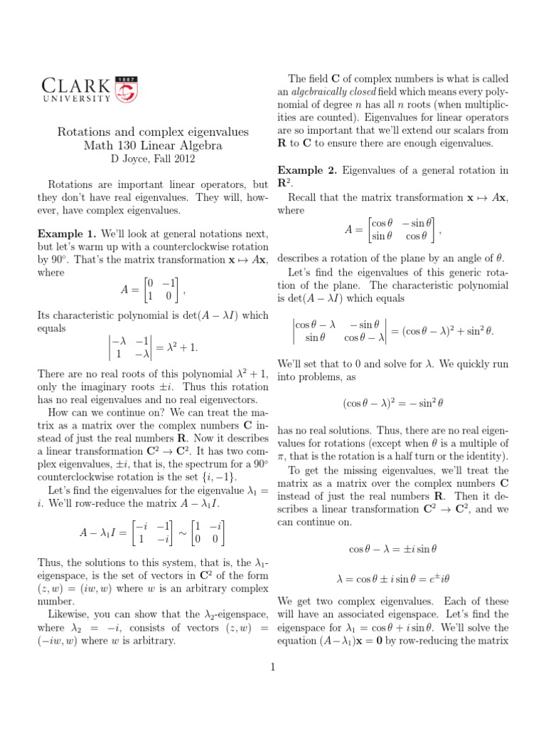 Complexe I Gen | PDF | Eigenvalues And Eigenvectors | Complex Number