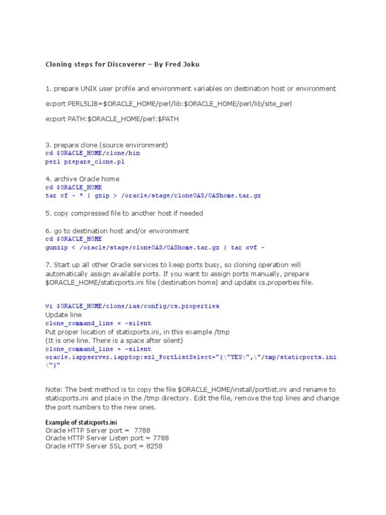 Cloning Steps For Discoverer in Oracle EBS | PDF | Oracle Database | Hypertext Transfer Protocol