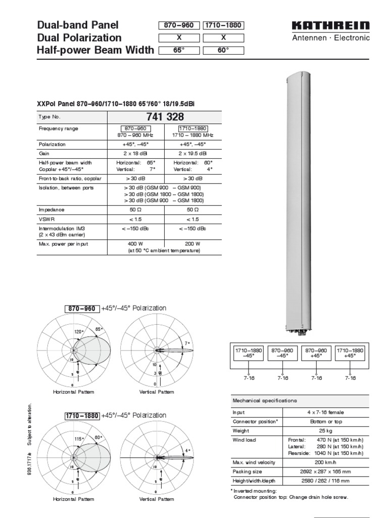 Dual-Band Panel Dual Polarization Half-Power Beam Width | PDF | Decibel ...