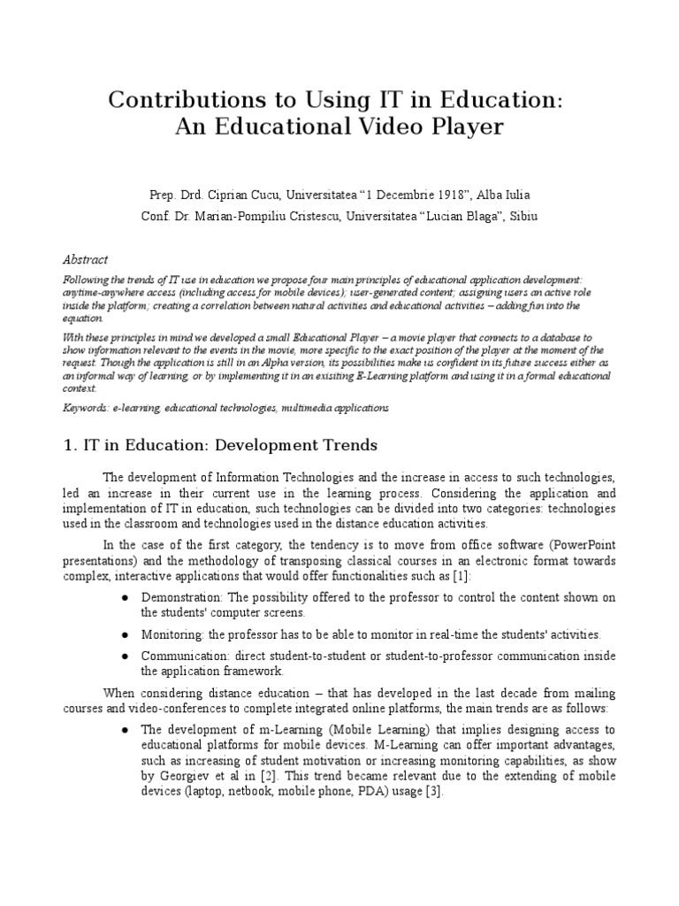 An Educational Video Player | PDF | Educational Technology | Databases