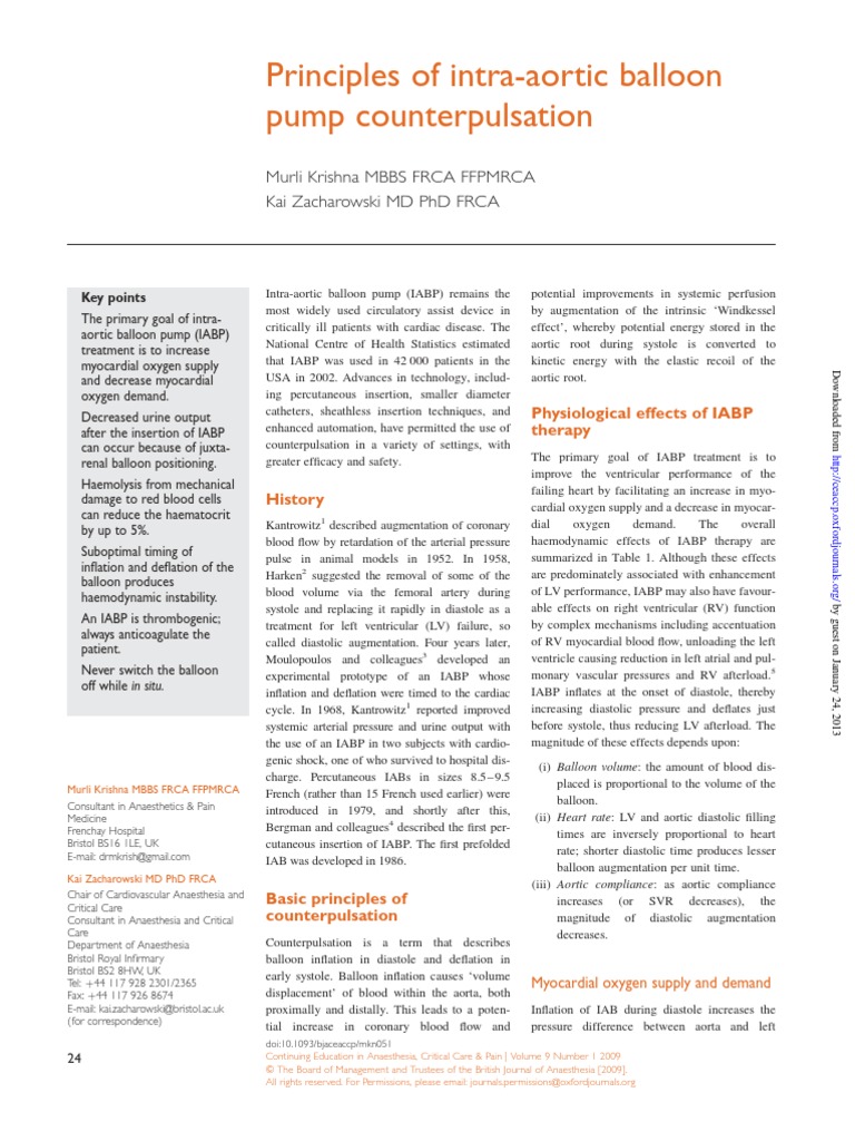 Intra Aortic Balloon Pump | PDF | Myocardial Infarction | Coronary ...