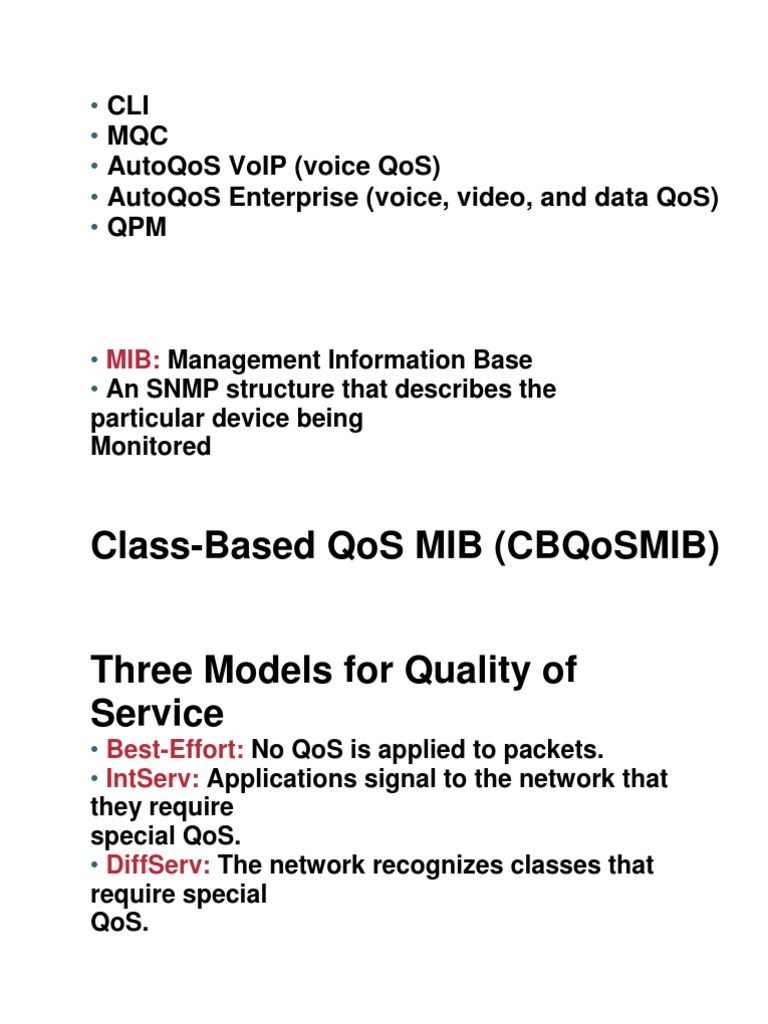 Class-Based QoS MIB Overview | PDF | Computers