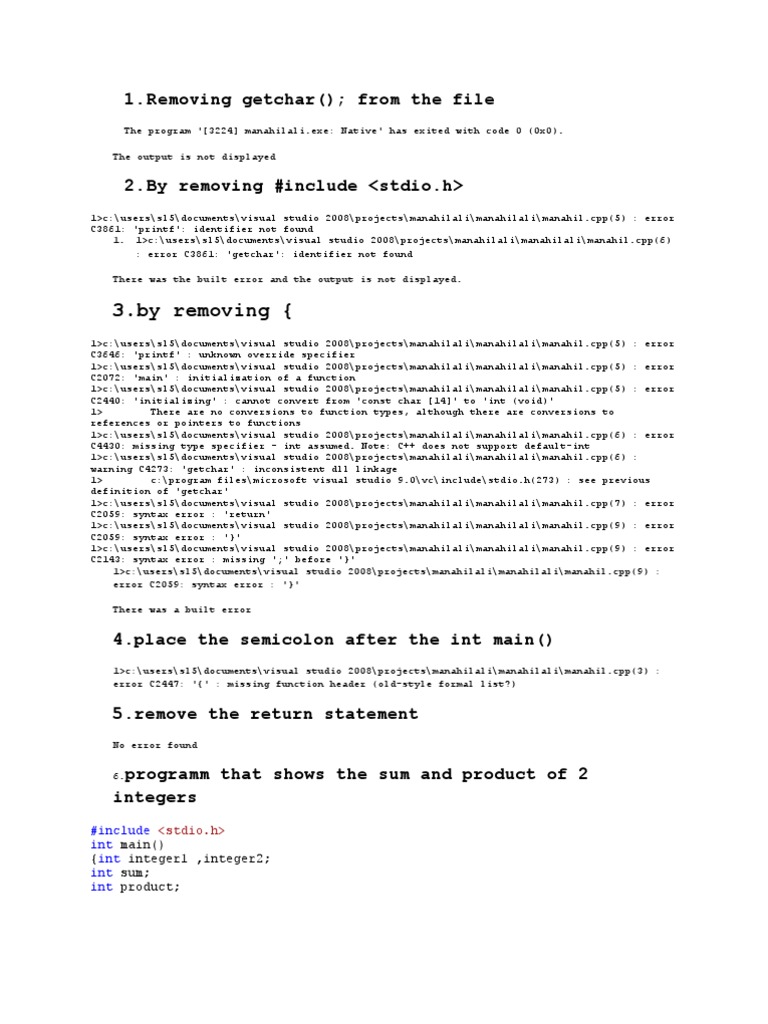 3.by Removing (: 1. Removing Getchar From The File | PDF | Computers
