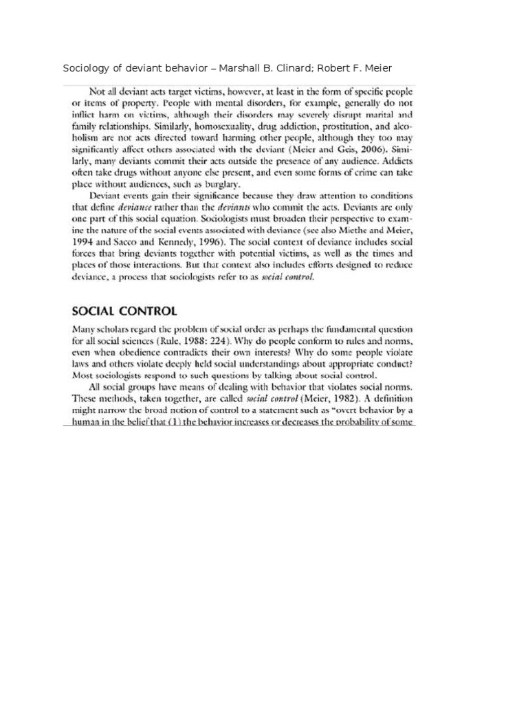 Sociology of Deviant Behavior - Marshall B. Clinard Robert F. Meier | PDF