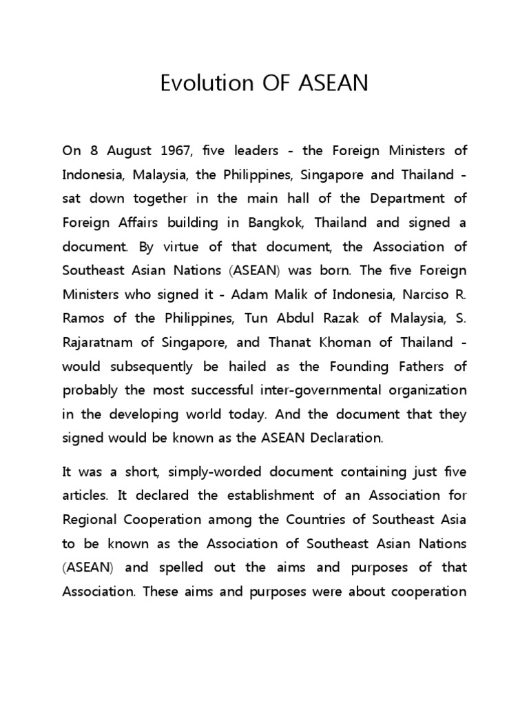 Evolution OF ASEAN | PDF | Asean Free Trade Area | Association Of ...