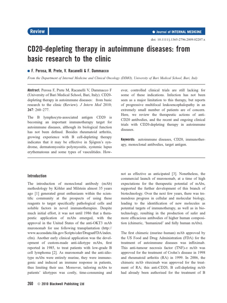CD20-depleting Therapy in Autoimmune Diseases: From Basic Research To ...