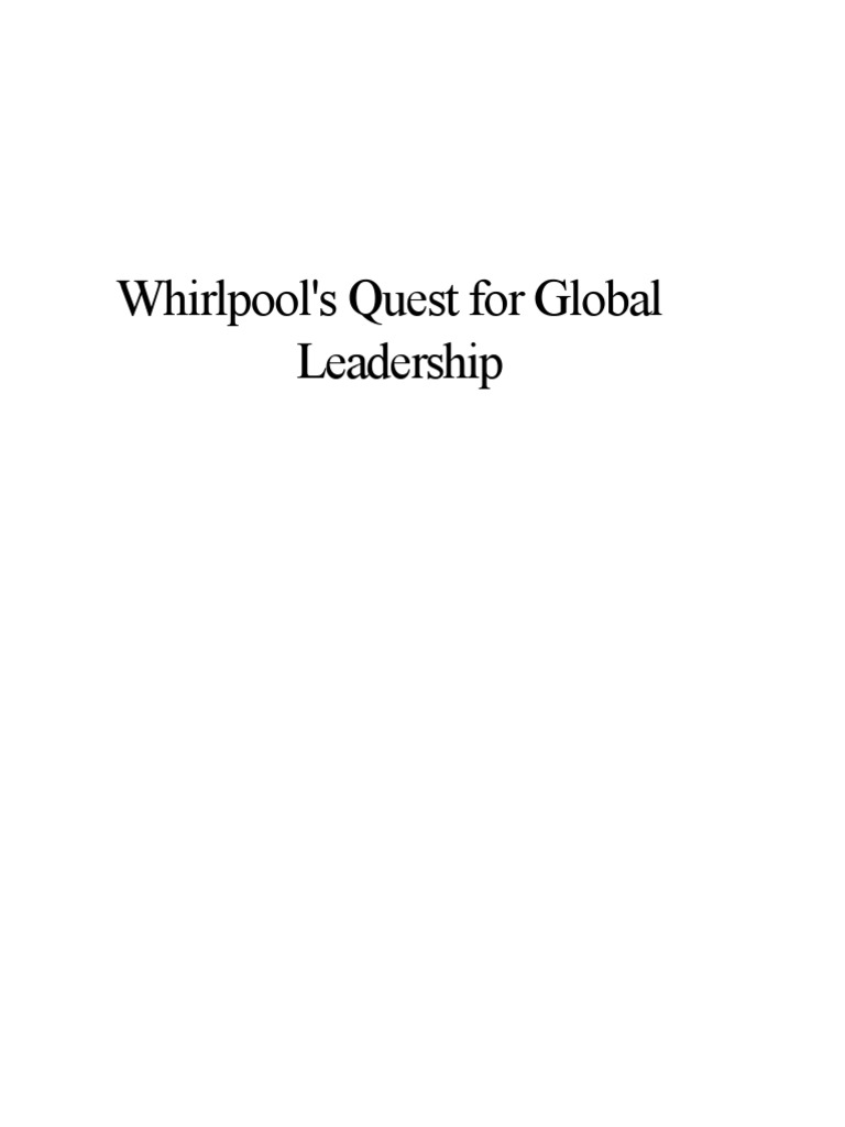 Whirlpool's Global Strategy Analysis | PDF | Strategic Management ...