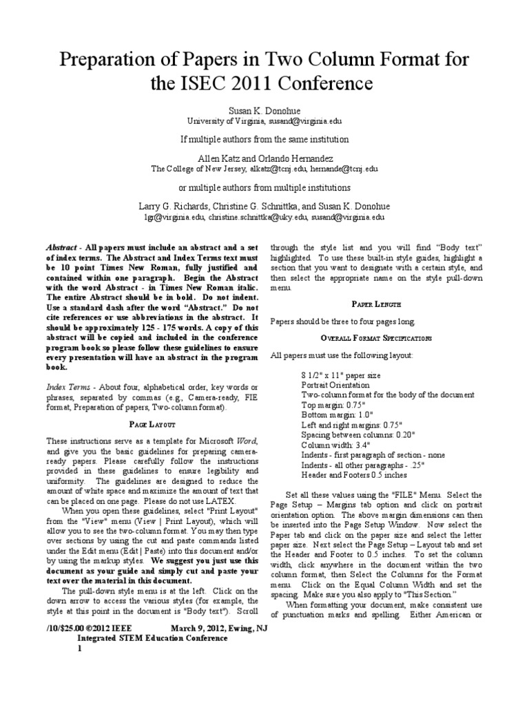 Academic Paper Template | PDF | Paragraph | Page Layout