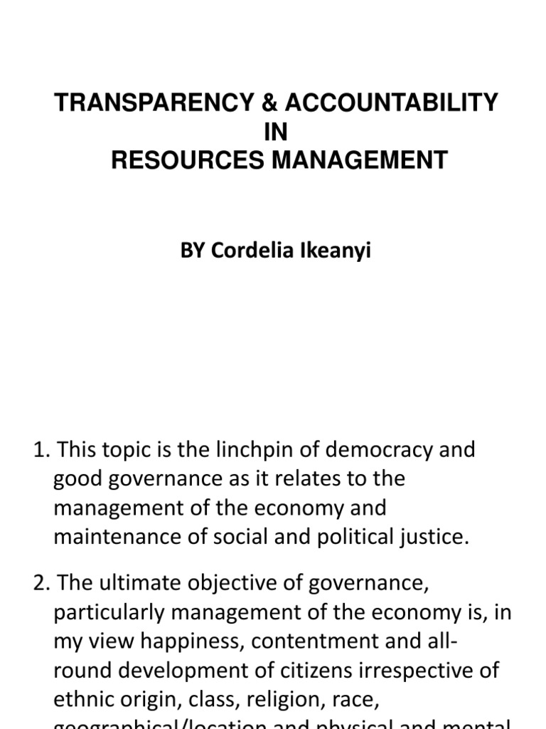 Transparency in Nigerian Resource Management | PDF | Transparency (Behavior) | Governance