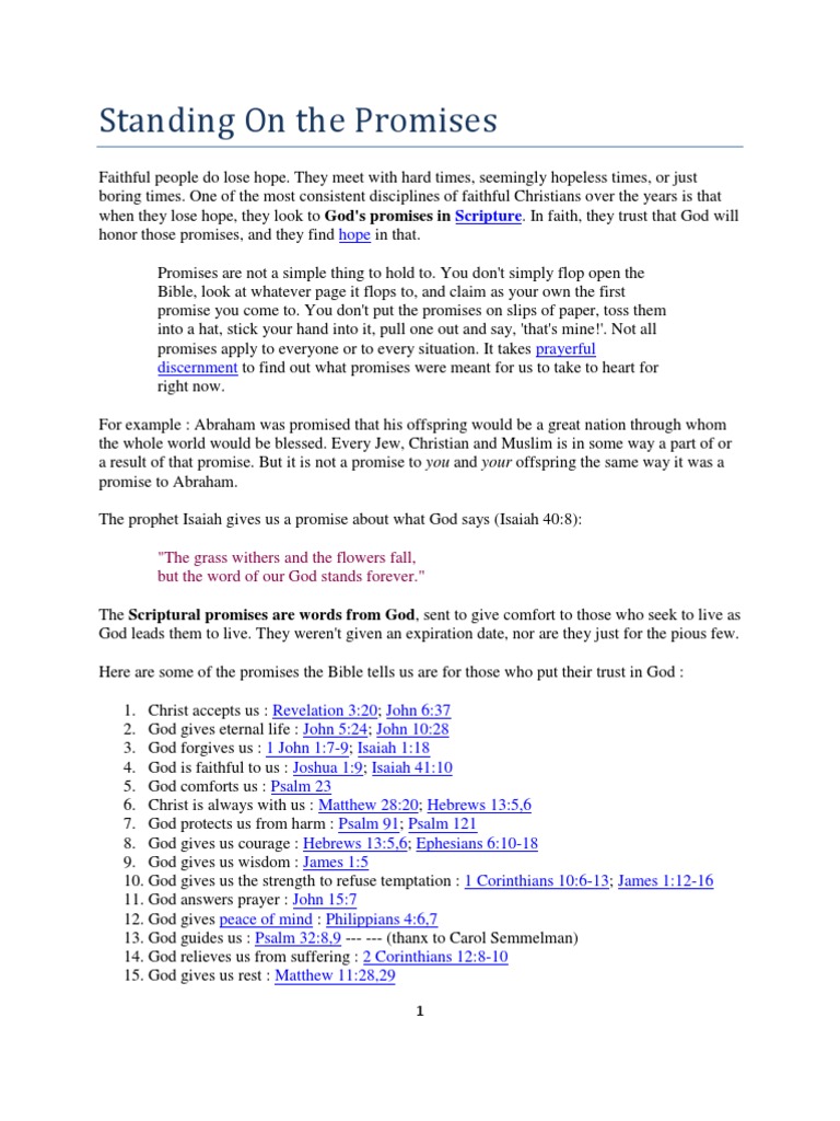 Standing On The Promises | PDF | Psalms | God