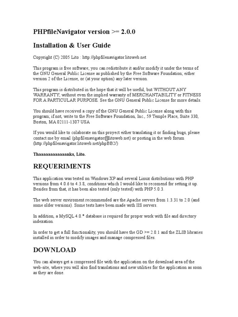 Php File Navigator Inst And User Guide Pdf Computer File Php 5568