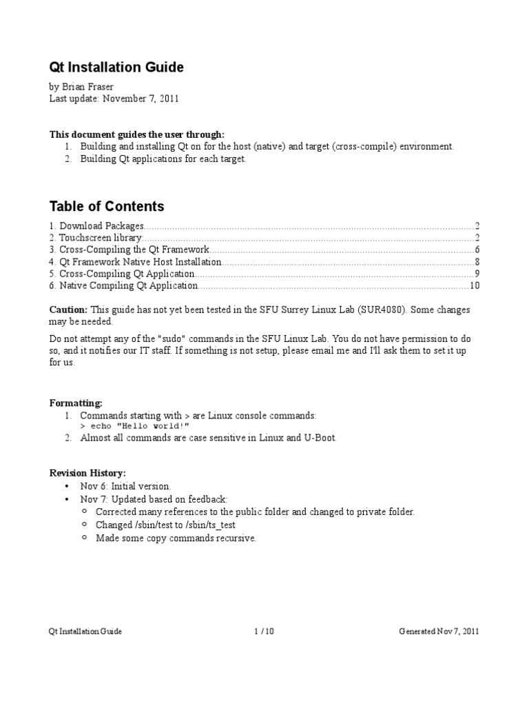 QT Installation Guide: This Document Guides The User Through | PDF | Touchscreen | Installation ...