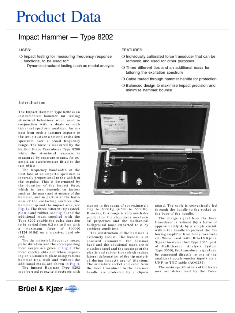 Product Data: Impact Hammer - Type 8202 | PDF | Spectrum | Accelerometer
