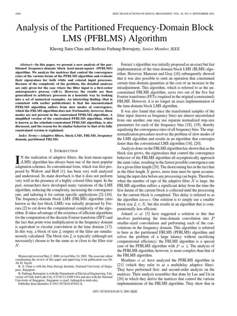 Block Lms Algorithm | Download Free PDF | Matrix (Mathematics) | Eigenvalues And Eigenvectors