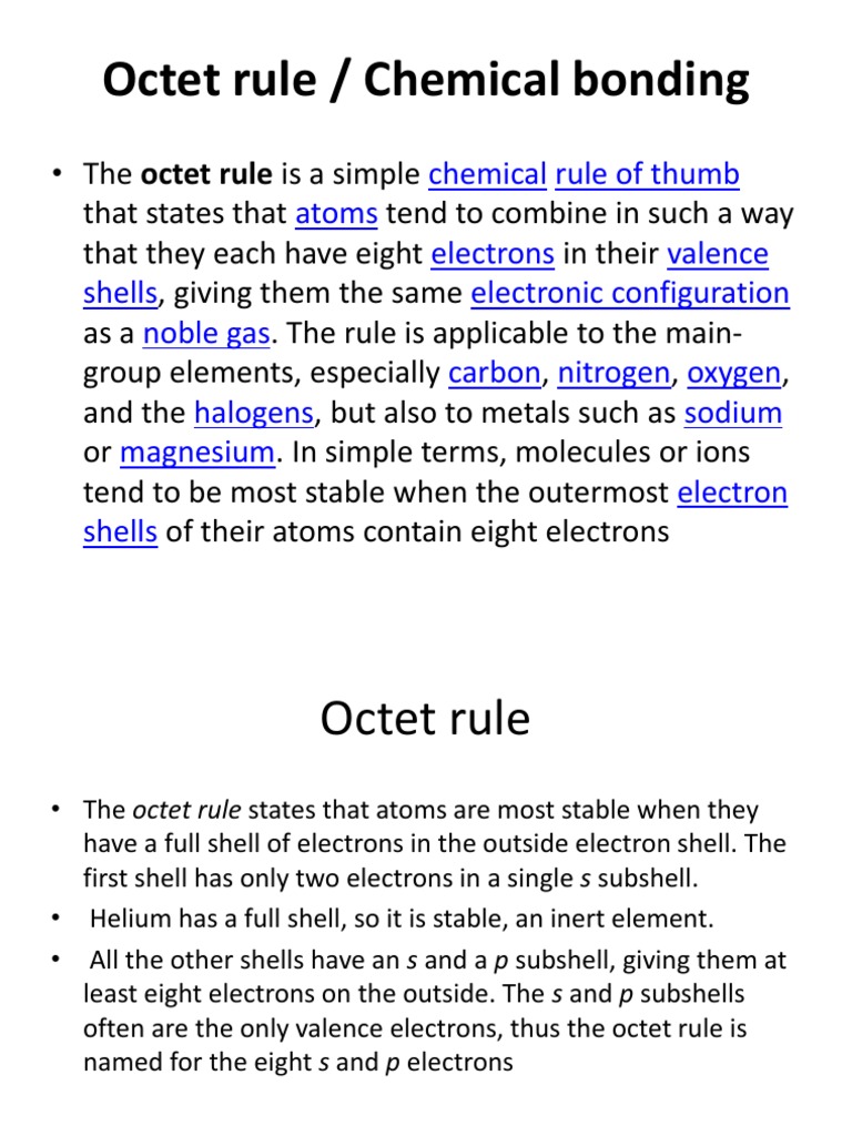 ACHM 111, Week 8 Octet Rule and Chemical Bonding | PDF | Ion | Ionic ...