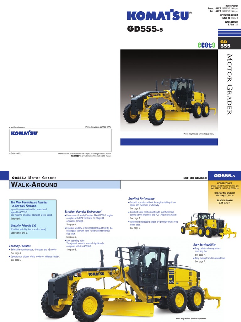 Komatsu Gd555-5 e | PDF | Automatic Transmission | Transmission (Mechanics)