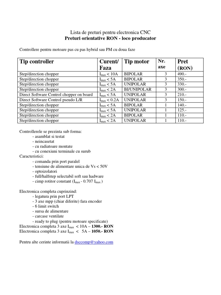 Lista Preturi Electronica CNC | PDF