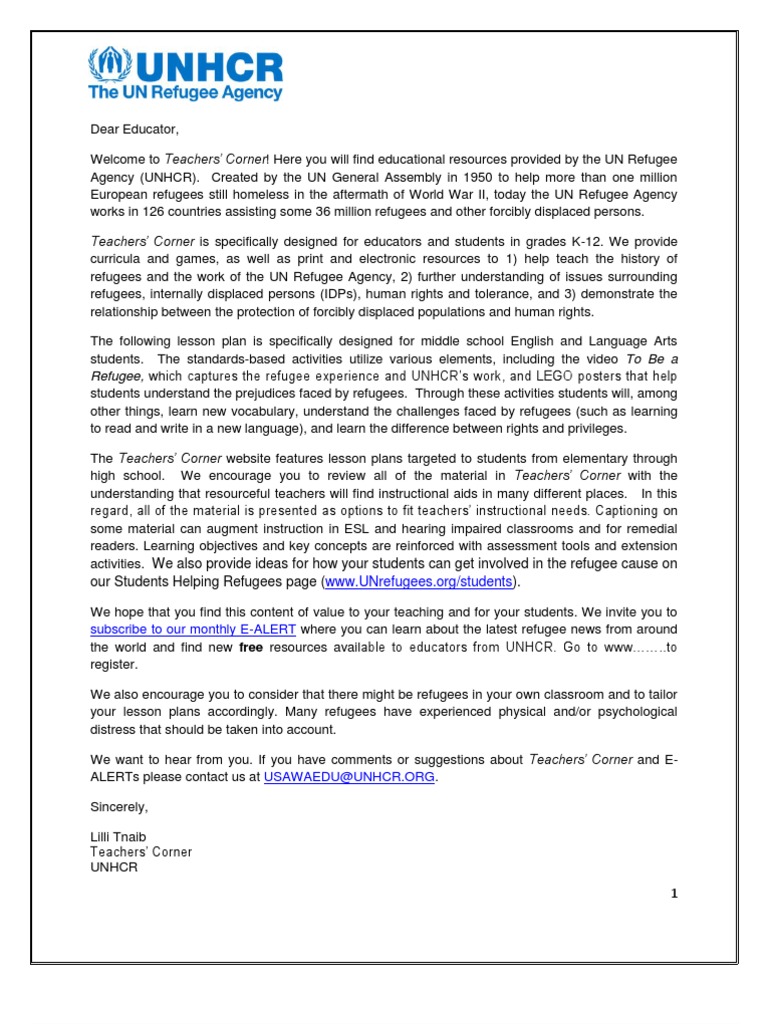 Middle School Language Arts Lesson Plan Migrant Students | PDF ...