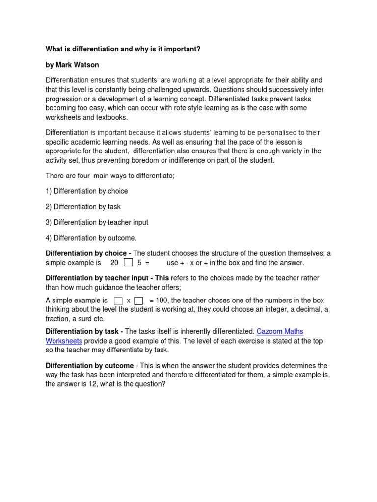 What Is Differentiation and Why Is It Important | PDF | Career & Growth