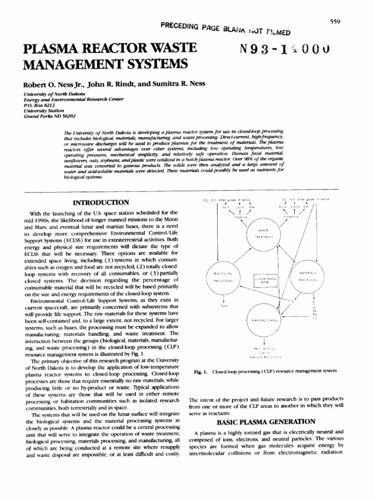 Plasma Reactor Waste Management | PDF | Plasma (Physics) | Ion